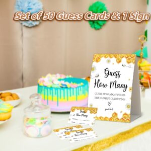 Honey Bee Shower Game,Guess How Many,Baby Shower Games,Wedding Shower Games,Baby Shower Decorations Gender Neutral,Bridal Shower Decoration,Birthday Party Game,50 guess Cards & 1 Sign -4