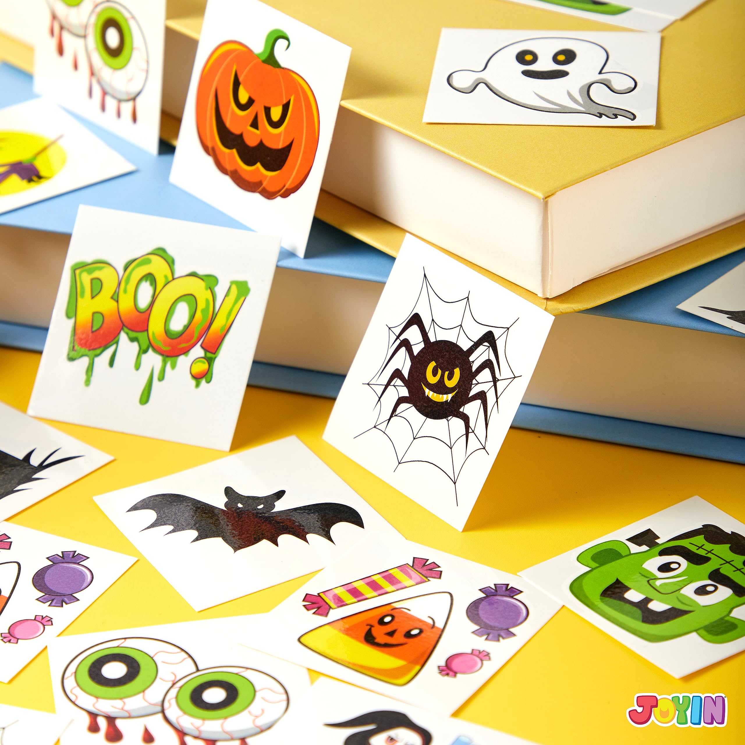 JOYIN 144 PCS Halloween Temporary Tattoos for Kids, 12 Designs Bulk Fake Tattoos Stickers for Halloween Party Favors Decorations, Supplies Trick or Treat Game Gifts Goodie Bags, Class Game Prizes