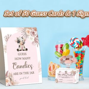 Boho Cow Shower Game,Guess How Many Candies,Baby Shower Games,Wedding Shower Games,Baby Shower Decorations Gender Neutral,Bridal Shower Decoration,Birthday Party Game,50 guess Cards & 1 Sign -12