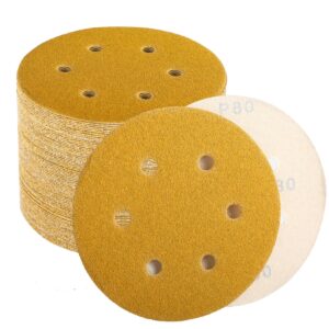 keeimp 6 inch sanding discs hook and loop, 80 120 220 320 400 grit sandpaper disc for orbital sander, professional for automotive and woodworking, 100 pack(20 pack for each grit)