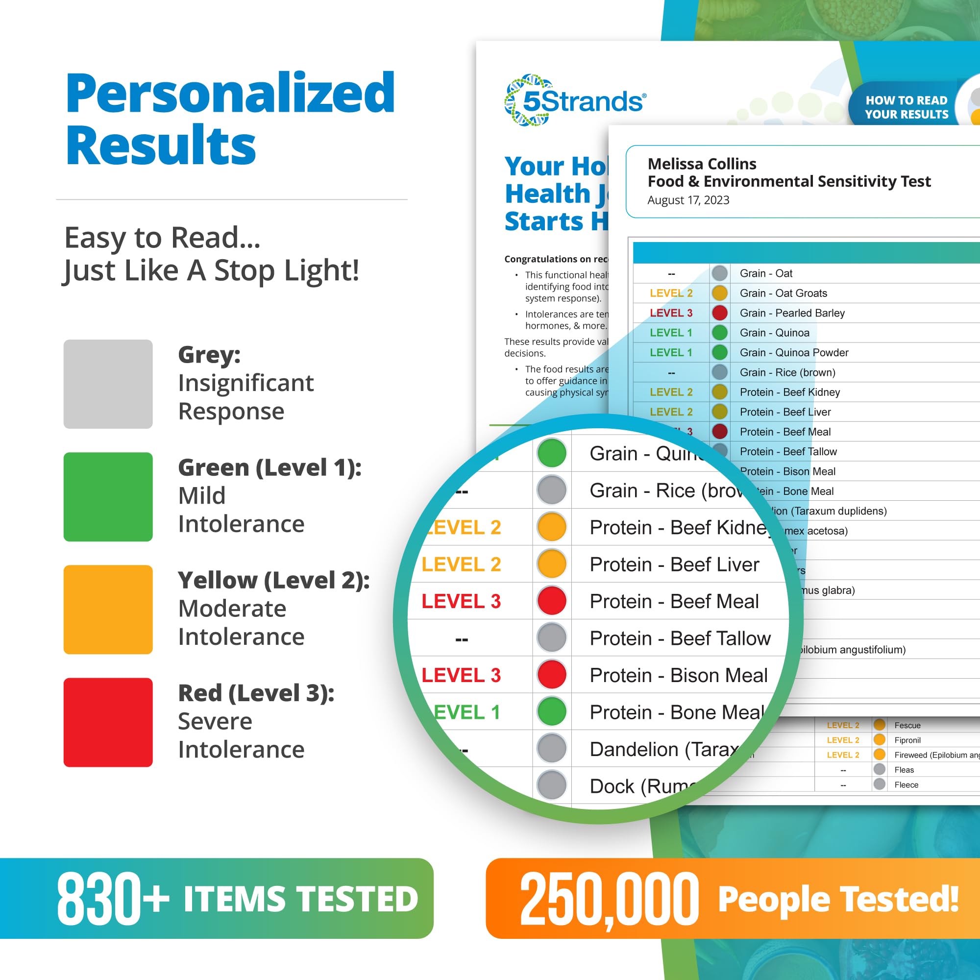 5Strands Food & Environmental Sensitivity Test for Adults & Children, 855 Items Tested, Kids Intolerance Testing Kit, at-Home Hair Analysis, Results in 5 Days