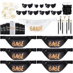 silkfly 45 pcs bachelorette party gifts bachelorette fanny pack sunglasses team bride cups diamond pens scrunchies tattoos decoration for bridesmaid gifts bridal shower supplies, set of 7