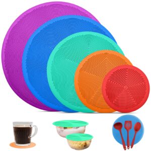 koomall 12 10 8 6 4 inch multi-purpose microwave mat, as trivet, pot holders, food cover, cup lids, drying, place mat, utensils rest, heat pad for hot pot pans bowls plates dishes kitchen counter