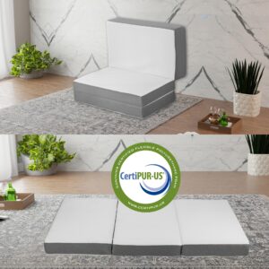 Greaton, 4-Inch Tri-Folding Gel Memory Foam Portable Floor Mattress | Breathable Mesh, Ultra Soft, Cot Pad, Removable and Washable Cover, Comfortable Support, Therapeutic Qualities, Full, White