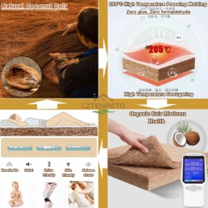 LZTENRETO Firm Coconut Palm Mattress Organic Coconut Coir Mattress Quiet Coir Mattress Pad Thick Coir Mattress 6cm 9cm 11cm Spine Friendly (White-B,Full 11cm)