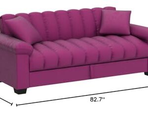 Legend Vansen Velvet Storage Convertible Sofa Bed Sleeper Couch Sofabed, Violet