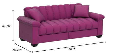 Legend Vansen Velvet Storage Convertible Sofa Bed Sleeper Couch Sofabed, Violet