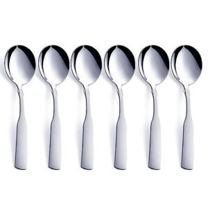 fullyware soup spoons, stainless steel 6.1” heavy duty round spoons, dinner spoon table spoon silverware, metal spoon cutlery set, 6-piece