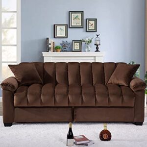 legend vansen velvet storage convertible sofa bed sleeper couch sofabed, brown