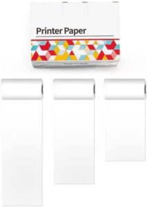 mini pocket printer, new upgrade fast printing portable mini thermal printer, wireless bluetooth photo printer portable sticker printer diy scrapbook (white printing paper non-adhesive *3)