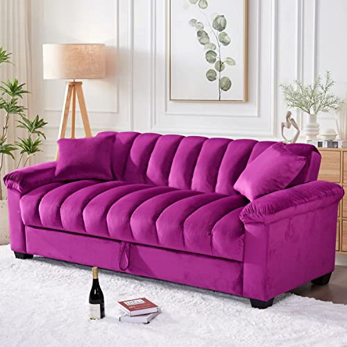 Legend Vansen Velvet Storage Convertible Sofa Bed Sleeper Couch Sofabed, Violet