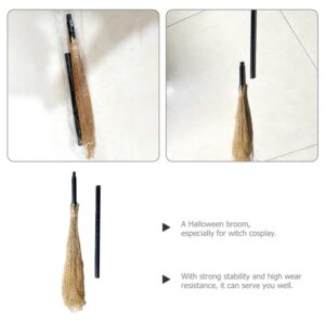 NUOBESTY Masquerade Witch Broom Wizard Broomstick Broom Prop Home Accessories Decor Toy Witch Broom Halloween Cosplay Accessories Broom Ornament Decor for Home Dreses Wooden Household