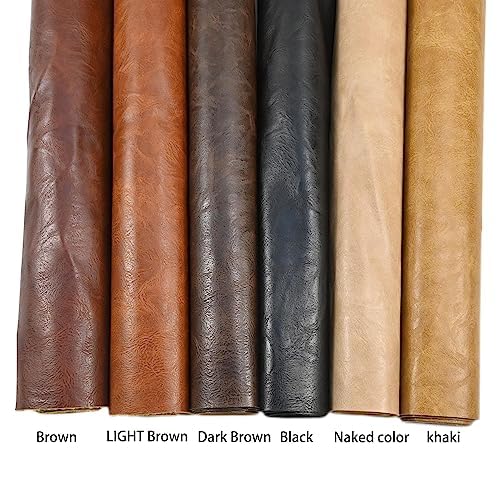 100cm x 140cm （39 x 54 Inch） Soft Leather Fabric - Faux Leather Fabric -1mm Thick for Upholstery - DIY Crafts - Dark Brown Crazy Horse Distress