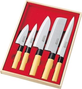 tstadvance kitchen knife set of 5 produced by komei nakamura including sushi knife japanese