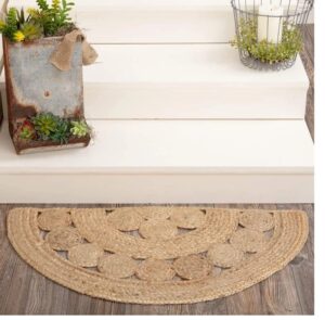 natural yarn beige color half round jute area rug,door mat, home decor floor mat rug, runner carpets (1 x 2 ft, braided-3)