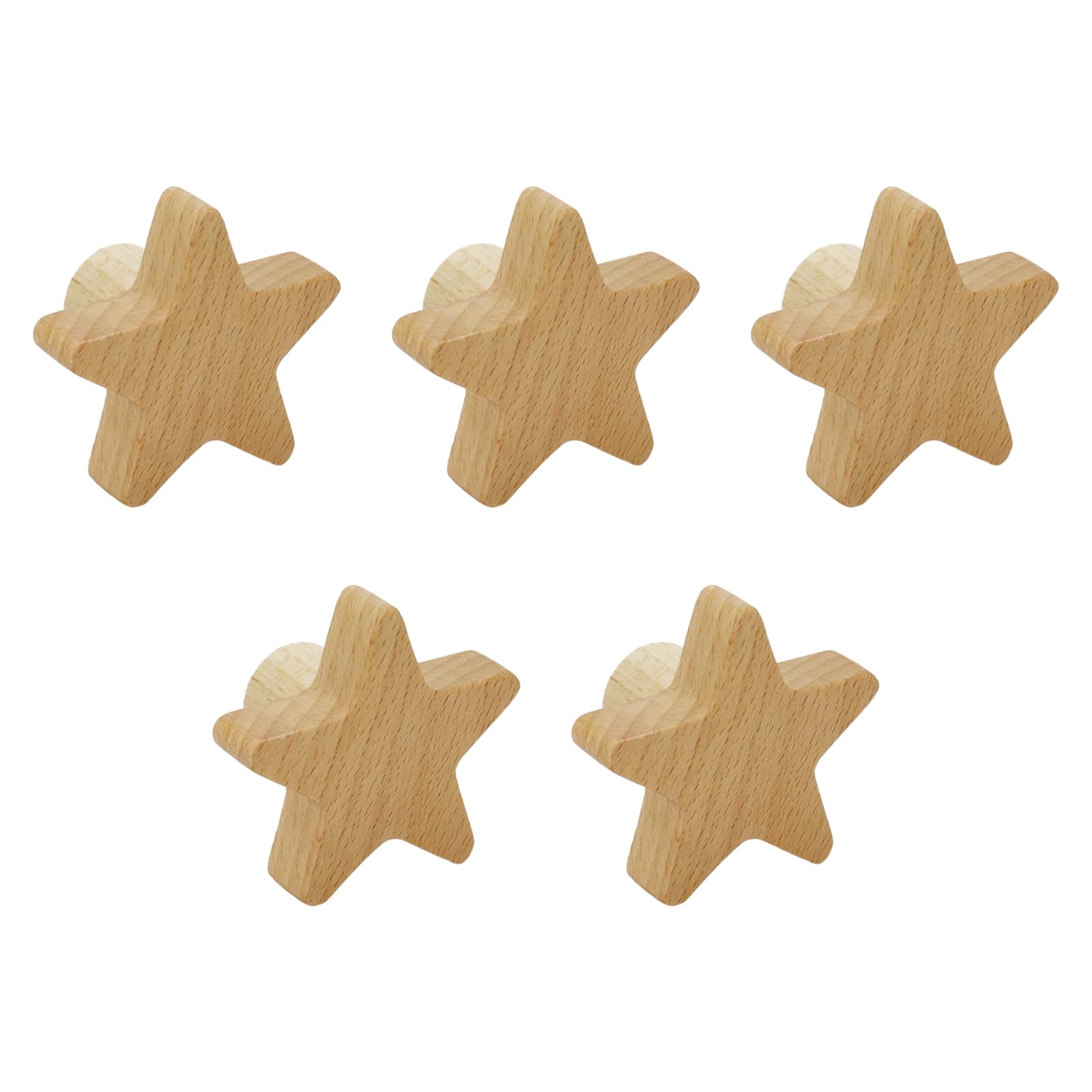 Tsnamay 5Pcs Stars Wooden Wall Hat Peg,Wood Coat Hooks for Hanging Hats,Caps,Bags (5 x Stars)