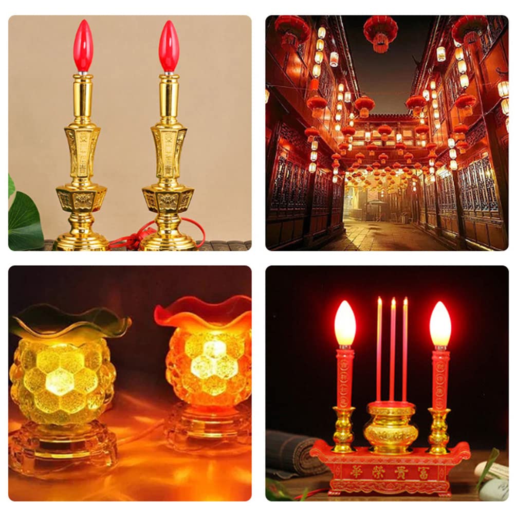 CYISONAL 10Pcs E14 Red Light Bulb Candle Bulb Buddha Lamps LED Altar Bulbs Temple Decorative Lamp Buddha Bead Decorative Lamps