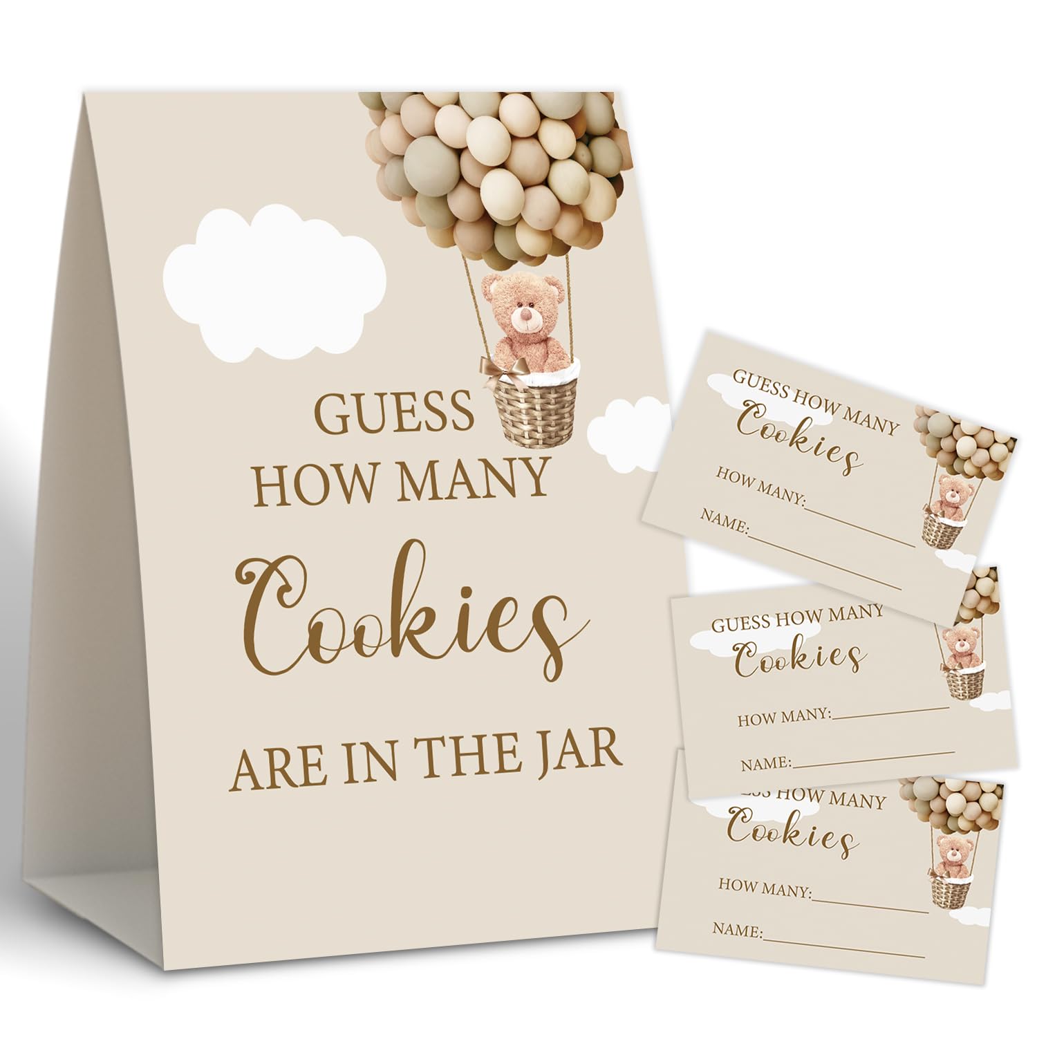 Hot Air Balloon Shower Game,Guess How Many Cookies,Baby Shower Games,Wedding Shower Game,Baby Shower Decorations Gender Neutral,Bridal Shower Decoration,Birthday Party Game,50 guess Cards & 1 Sign-8