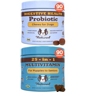 natural dog company multivitamin and probiotic chews bundle: complete nutritional support for dogs, boosts immune system, enhances digestive health, ideal for senior dogs and with sensitive stomachs