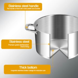 Stock Pot-Stainless Steel StockPot with Lid-8 QT Soup Pot-Induction Stockpot, Oven, Gas, Dishwasher Safe…