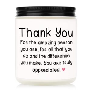 baubledazz thank you gifts for women, thank you candle- handmade lavender natural soy wax candle (7oz)- appreciation gifts for friends, coworker, employee, hostess gifts