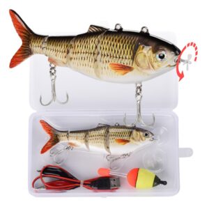 robotic swimming fishing electric lures 5.12" usb rechargeable led light wobbler multi jointed swimbaits hard lures fishing tackle (common shad2(upgrade 2023))