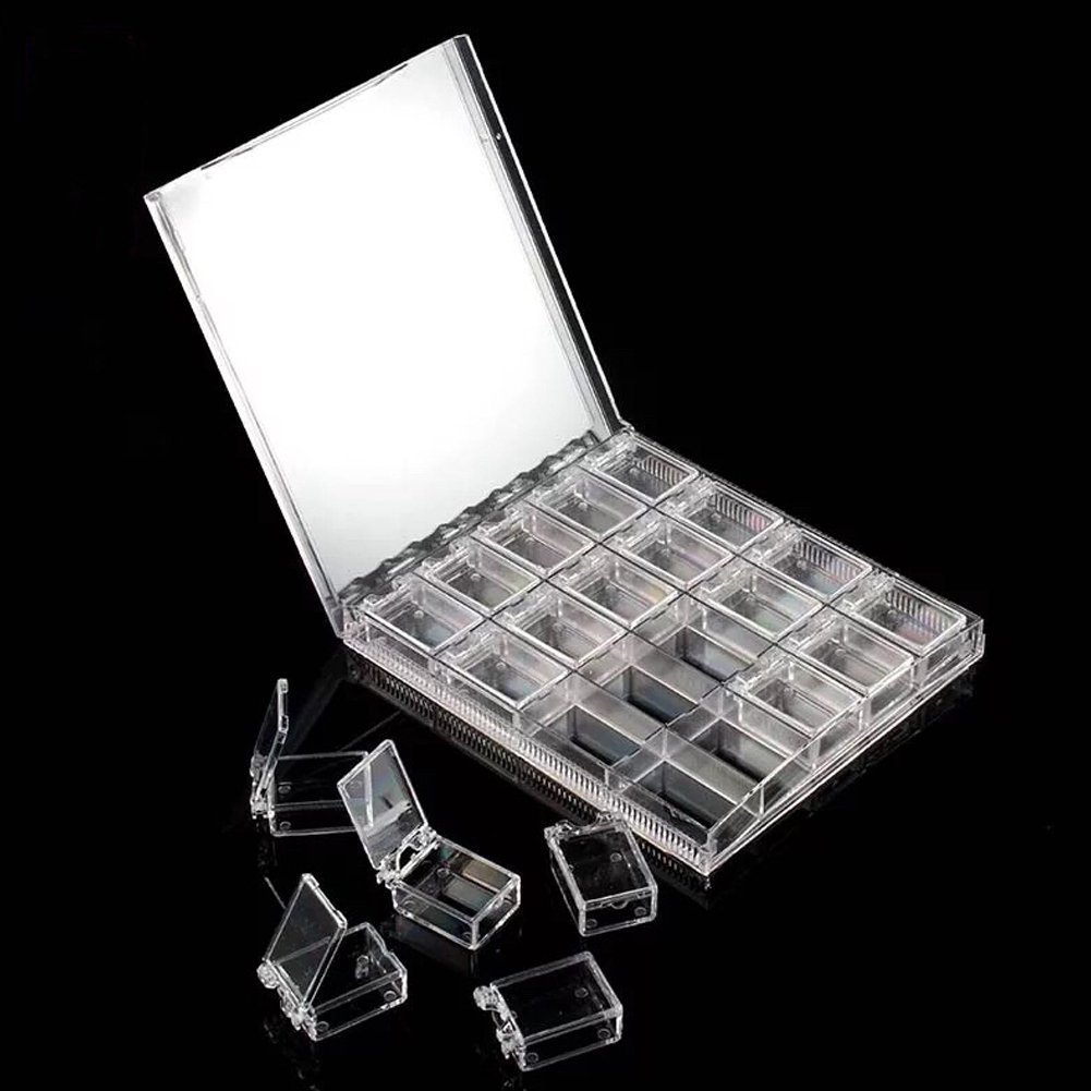 20 Grids Clear Plastic Organizer Box Rhinestone Beads Container Case for Nail Art Decorations DIY Crafts Making Jewelry