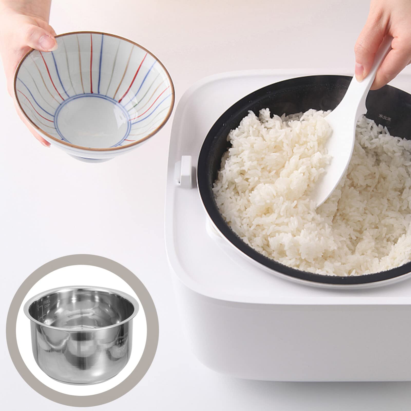 RORPOIR Rice Cooker Liner 2L Cooker Inner Tank Rice Cooker Accessories Electric Cooker Accessories Inner Rice Cooker Pot Power Cooker Parts Inner Pot Cooking Supplies Stainless Steel Instant