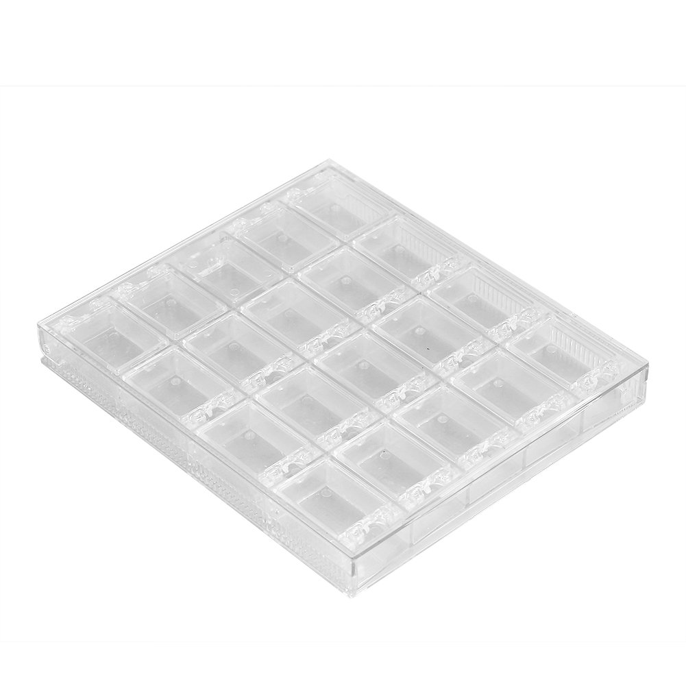 20 Grids Clear Plastic Organizer Box Rhinestone Beads Container Case for Nail Art Decorations DIY Crafts Making Jewelry