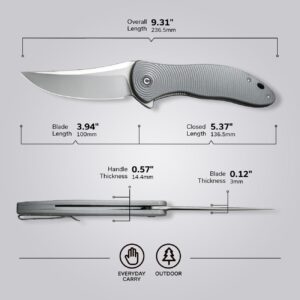 CIVIVI Synergy4 Pocket Knife for EDC, Large Folding Knife with 3.94'' Nitro-V Blade Ergonomic 3D Machined G10 Handle, Utility Knife for Camping Hiking C21018A-2