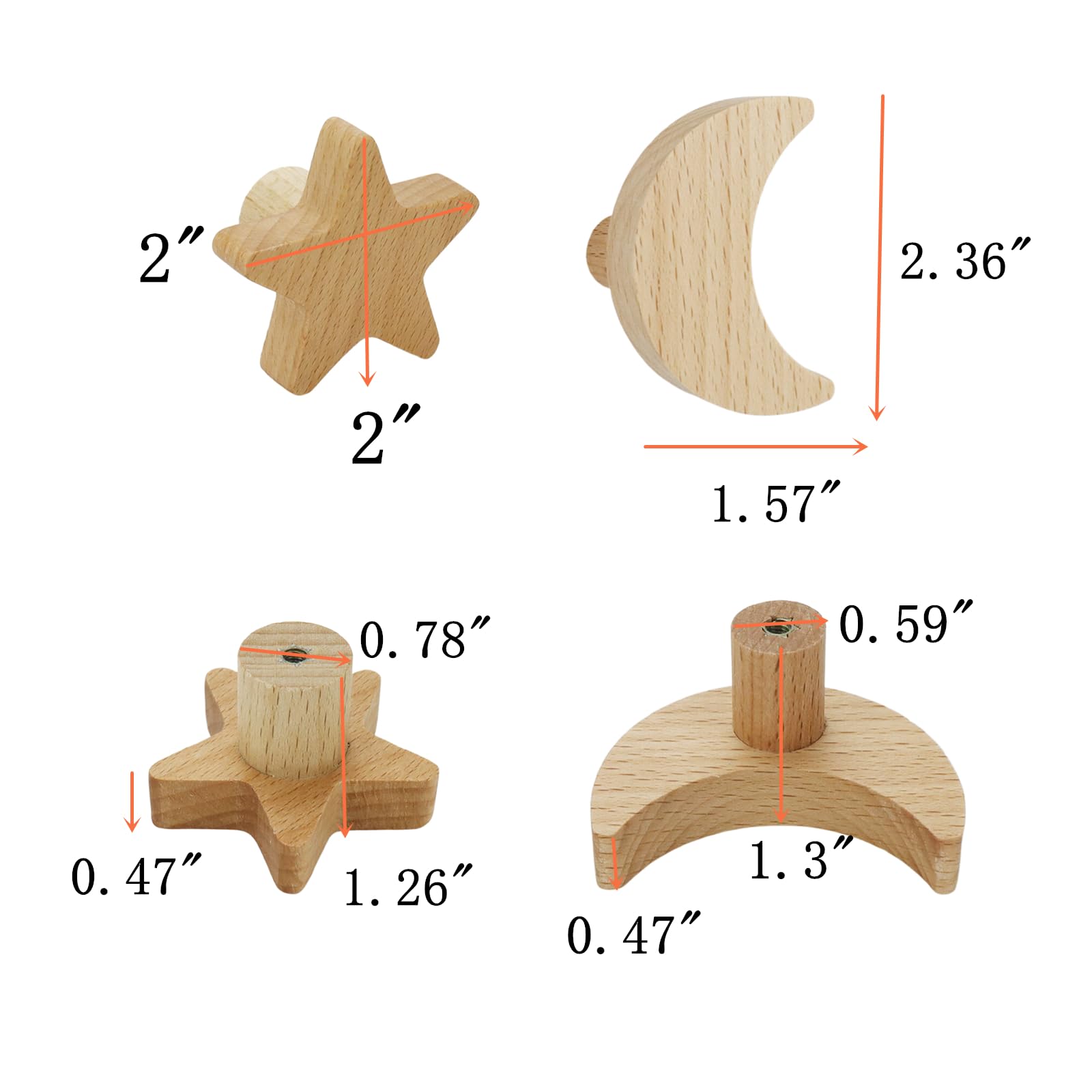 Tsnamay 5Pcs Stars Wooden Wall Hat Peg,Wood Coat Hooks for Hanging Hats,Caps,Bags (5 x Stars)