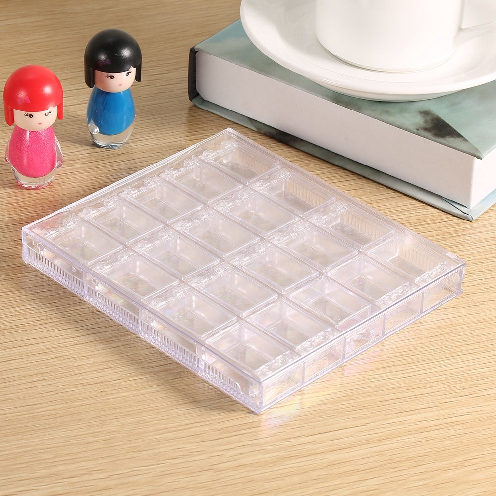 20 Grids Clear Plastic Organizer Box Rhinestone Beads Container Case for Nail Art Decorations DIY Crafts Making Jewelry