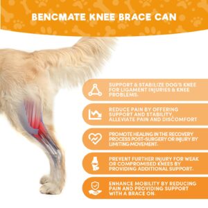 BENCMATE Adjustable Dog Knee Brace, Universal Designed for All Four Limbs, Dog ACL Hind Leg Brace, Dog CCL Brace, Support with Cruciate Ligament Injury, Joint Pain and Muscle Sore (Black, Large)