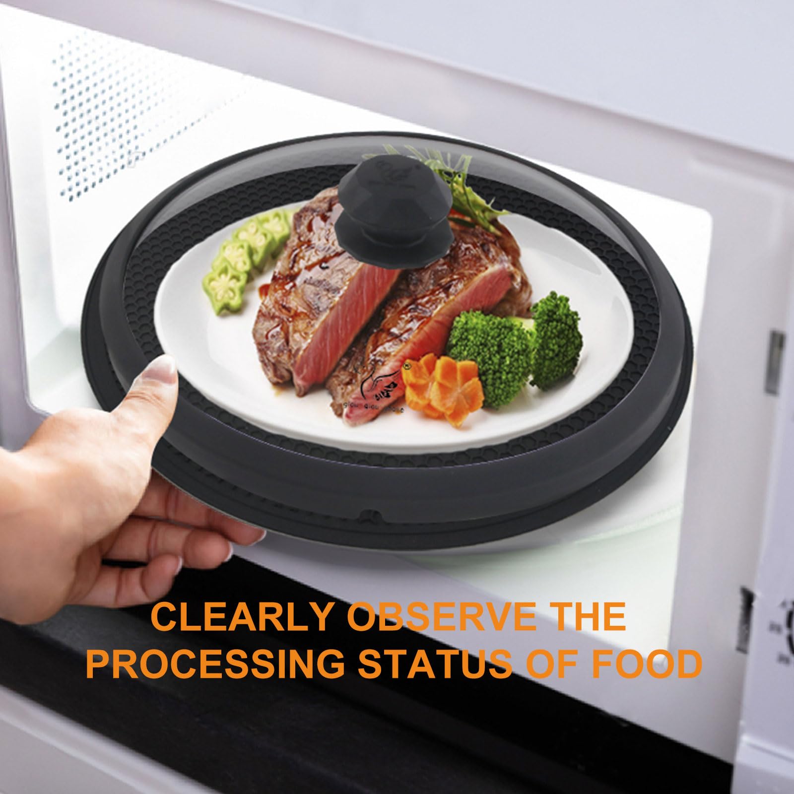 Glass Microwave Cover for Food Large Microwave Food Cover Splatter With Easy Grip Handle Anti-Splatter Lid With Enlarge Perforated Steam Vents Dishwasher Safe Keeps Microwave Oven Clean