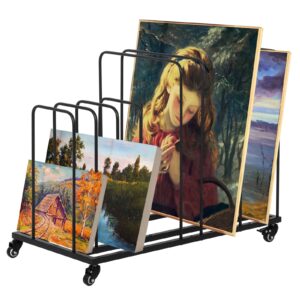 uyoyous Art Storage Rack with Wheels 10 Section Art Drying Rack Metal Storage Stand Rolling Art Painting Display Rack for Canvas Boards, Panel, Crafts Drying and Paintings Display