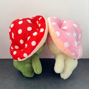 Frog Plushies Toys, 17" Cute Frog Pillow with Mushroom Hat Stuffed Animals, Kawaii Plushies Gift for Kids Girls Adults Valentines Birthdays Gift（Light Green Red hat, 17inch