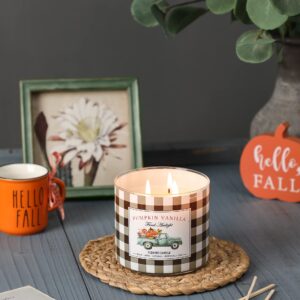 Pumpkin Candle Fall Candle Pumpkin Vanilla Secented Candle Autumn 3 Wicks Large Candle 14 oz