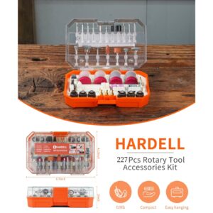 HARDELL Rotary Tool Accessories, 227pcs Power Rotary Tool Accessories Kit, 1/8"(3.2mm) Diameter Shanks, Universal Fitment for Easy Cutting, Polishing, Sanding, Carving, Grinding(Orange)