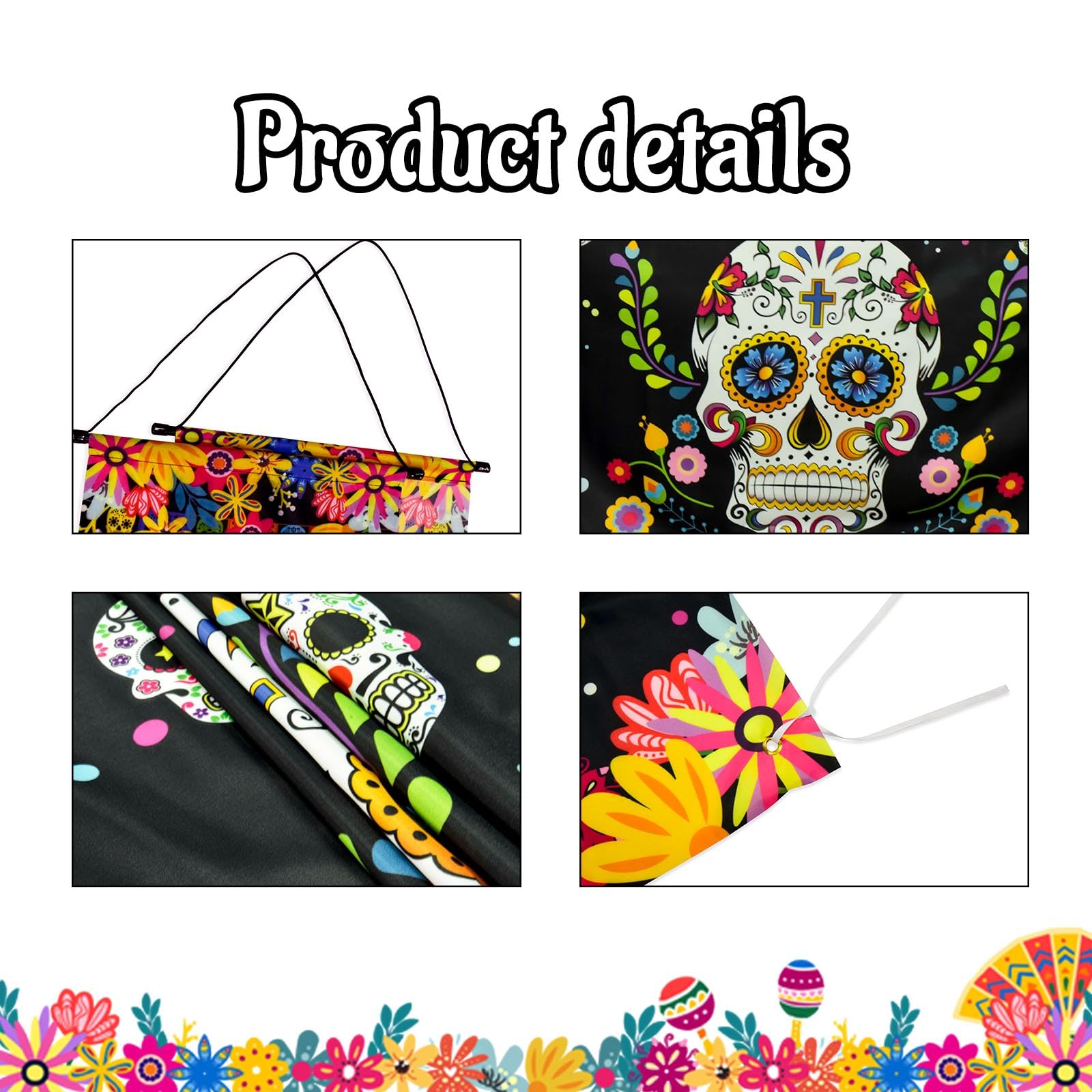 Avezano Day of The Dead Decorations Dia de Los Muertos Banner&Porch Signs Kit for Mexican Dia de Los Muertos Party Decor Day of Dead Hanging Banner Indoor Outdoor Supplies