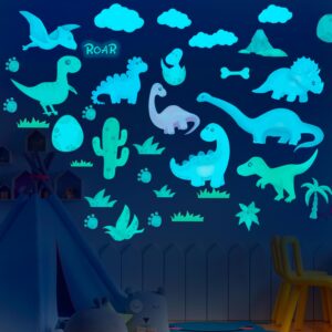 Dinosaur Room Decor,Glow in The Dark Dinosaur Wall Decals for Boys Bedroom, Kids Wall Stickers,Birthday Christmas Gift for Toddler. Dino Wall Decals for Nursery Room,Dinosaur Toys