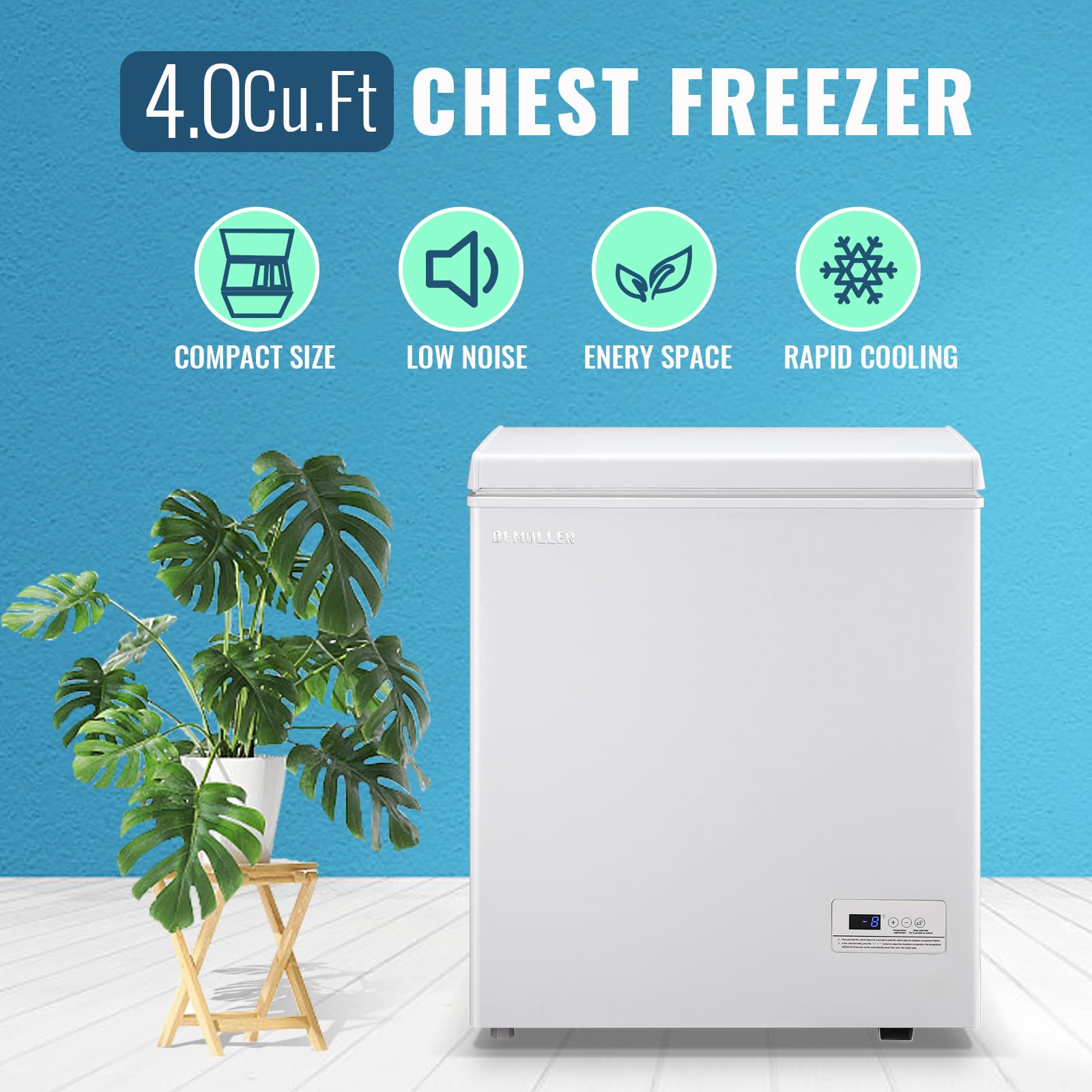 Deep Freezer with Electronic Control Freestanding Freezers with 2Removable Stainless Steel Basket Mini Freezer Top Open Door Compact Freezer Ideal for Office Basement Kitchen WHITE