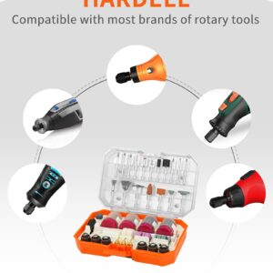 HARDELL Rotary Tool Accessories, 227pcs Power Rotary Tool Accessories Kit, 1/8"(3.2mm) Diameter Shanks, Universal Fitment for Easy Cutting, Polishing, Sanding, Carving, Grinding(Orange)