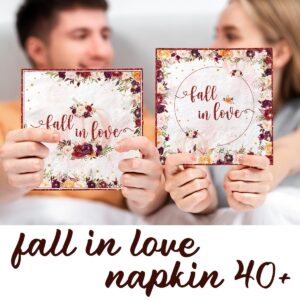 Fall In Love Bridal Shower Decoration,40pcs Fall Wine Napkins Decoration Autumn Floral Pumpkin Napkins for Fall Theme Wedding Bridal Shower Thanksgiving Supplies