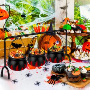 YUJUN 3 Pack Halloween Witch Cauldron Candy Servers Bowls Decor Plastic Kettle Lights Halloween Holder Bucket Witch Cauldron Spiders for Halloween Festival Supplies Indoor Outdoor Home Decoration