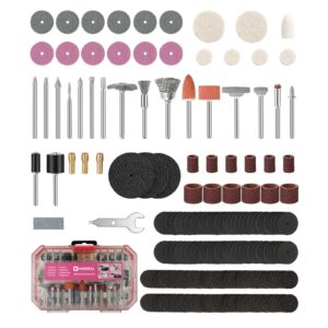 hardell rotary tool accessories, 227pcs power rotary tool accessories kit, 1/8"(3.2mm) diameter shanks, universal fitment for easy cutting, polishing, sanding, carving, grinding(pink)