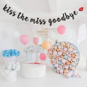 INNORU Kiss the Miss Goodbye Banner - Engagement Party Decor - Miss to Mrs Party Decorations Supplies, Bridal Shower Party Bunting Decorations, Black Glitter