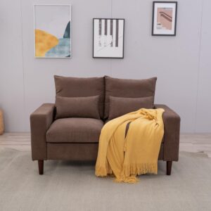 Panana 2 Seater Sofa 2 Seat Loveseat Compact Loveseat Couch Living Room Furniture with Armrest, Brown 2 Seater