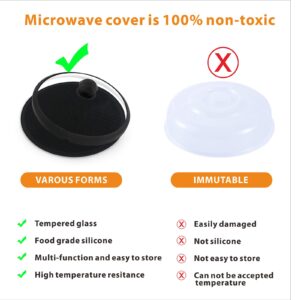 Glass Microwave Cover for Food Large Microwave Food Cover Splatter With Easy Grip Handle Anti-Splatter Lid With Enlarge Perforated Steam Vents Dishwasher Safe Keeps Microwave Oven Clean