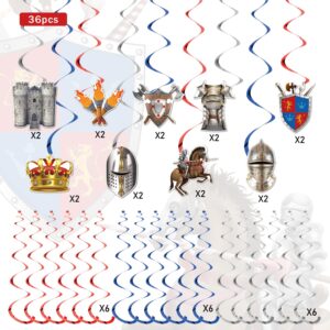 Medieval Decorations,Medieval Knight Birthday Decorations, Medieval Hanging Swirls, Knight Crown Stone Wall Medieval Party Decorations Spiral Renaissance Castle Decorations