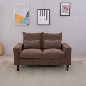 Panana 2 Seater Sofa 2 Seat Loveseat Compact Loveseat Couch Living Room Furniture with Armrest, Brown 2 Seater